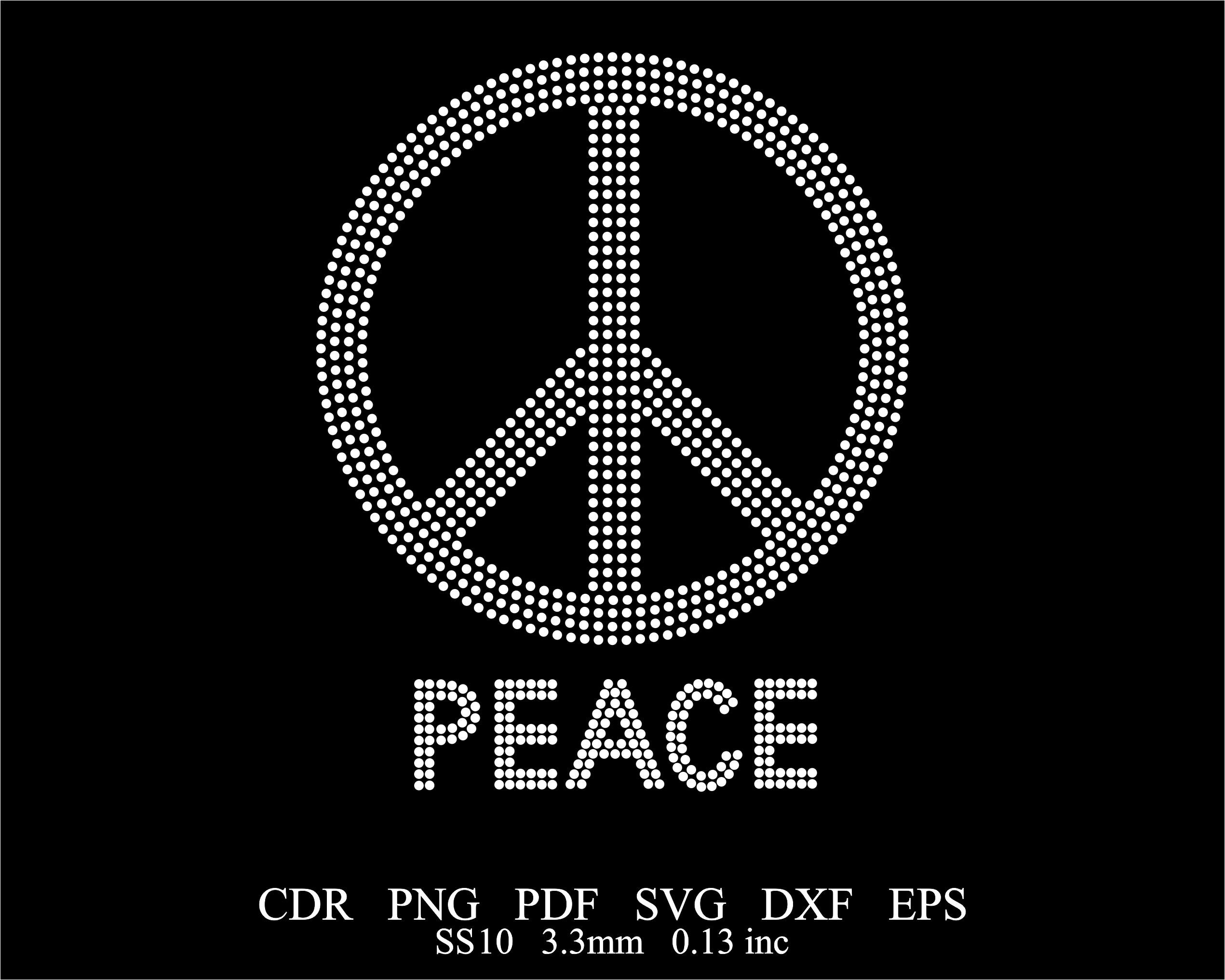 Rhinestone Peace Template SS10 Rhinestone Peace Design Svg Rhinestone ...