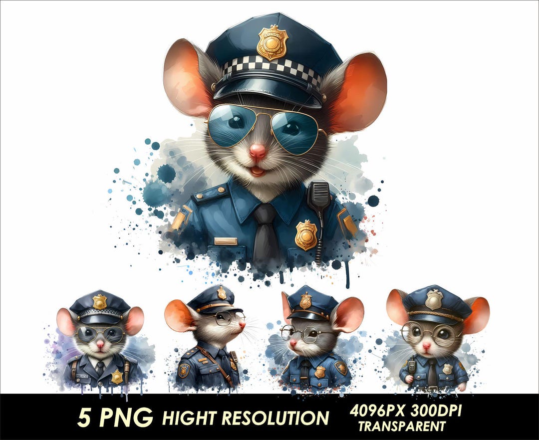 5 Png Police Mouse High Quality Sublimation Printing Digital Download T ...