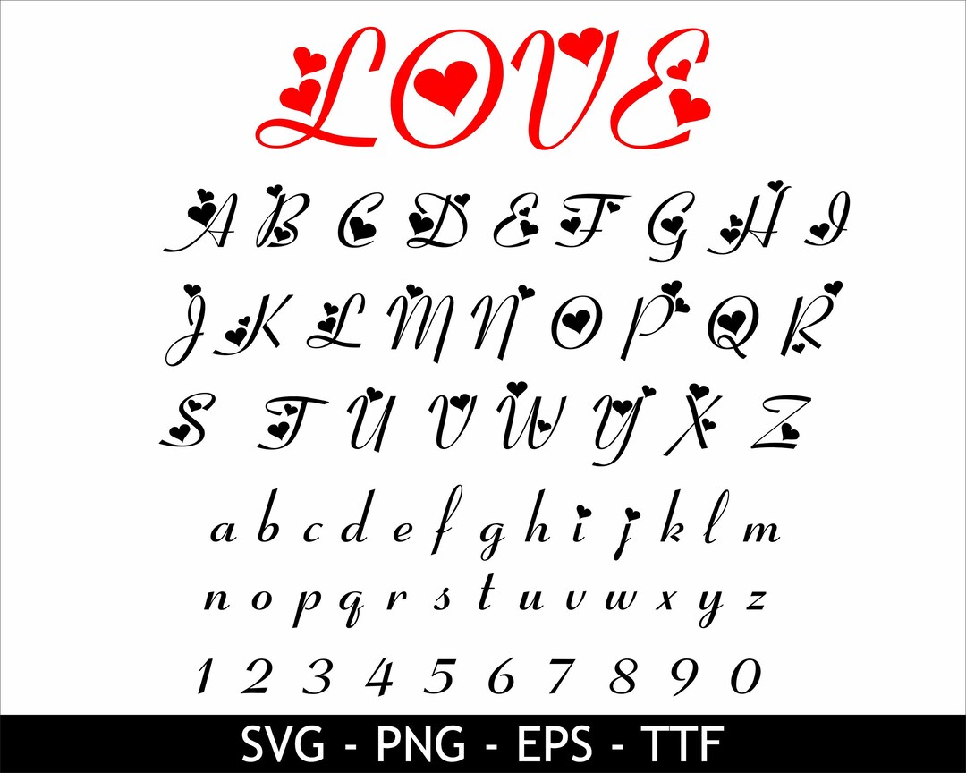 Love Font Svg Valentine's Day Font Svg Love Alphabet Valentine Alphabet ...