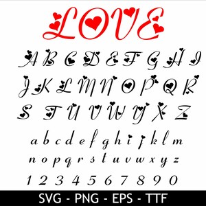 Love Font Svg Valentine's Day Font Svg Love Alphabet Valentine Alphabet ...