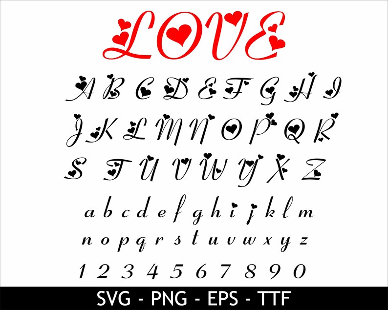 Love Font Svg Valentine's Day Font Svg Love Alphabet Valentine Alphabet ...