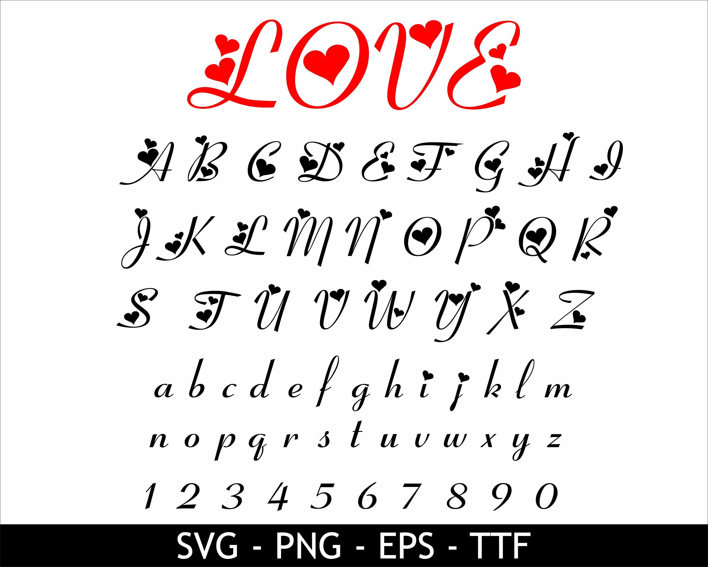 Love Font Svg Valentine's Day Font Svg Love Alphabet Valentine Alphabet ...