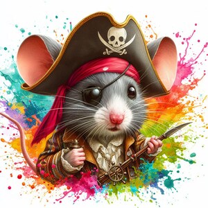 5 Png Pirate Mouse High Quality Sublimation Printing Digital Download T ...