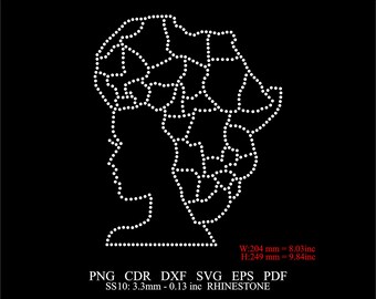 Rhinestone Afro Girl Template SS10 Black Woman Rhinestone Design Svg ...