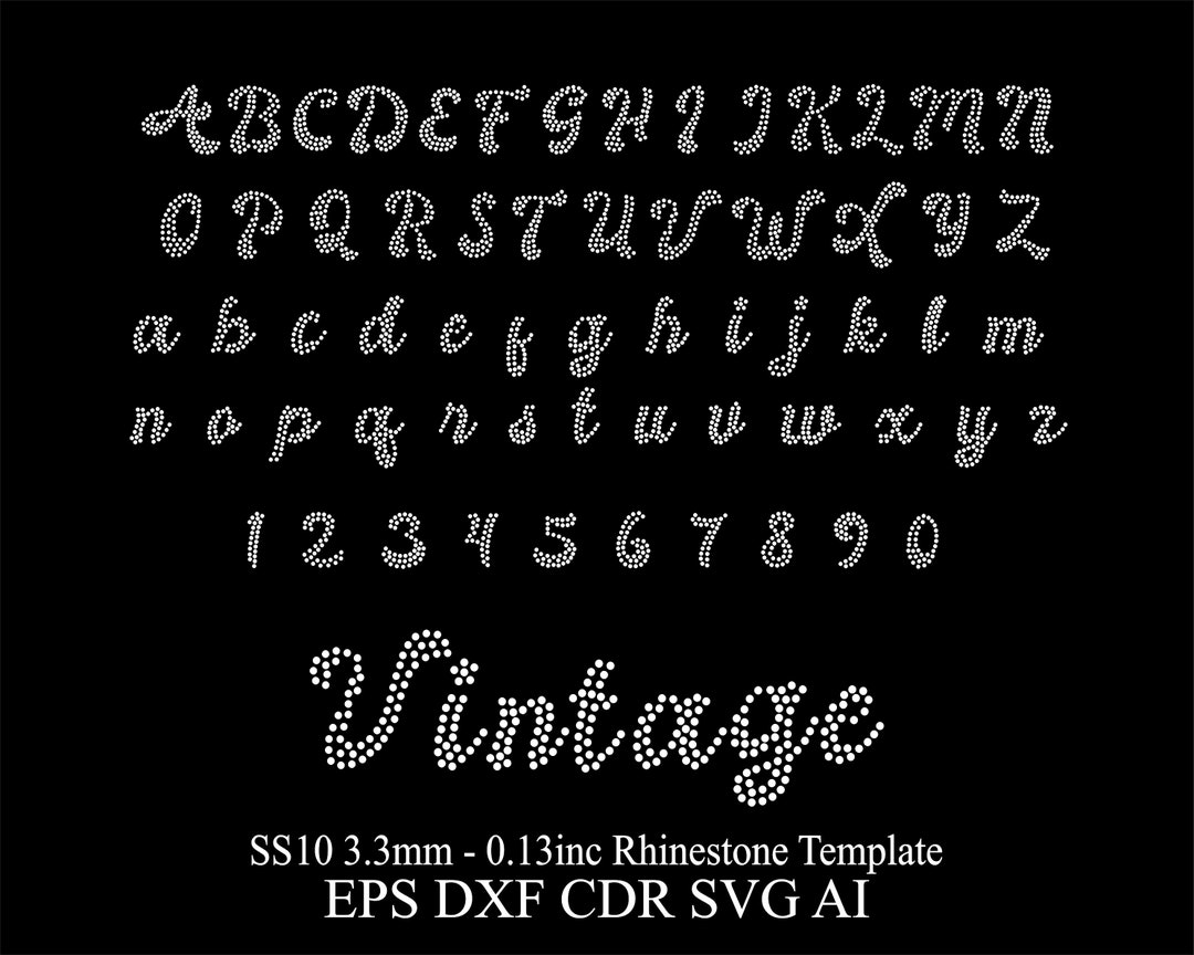 Rhinestone Font Template Rhinestone Font SS10 Rhinestone Alphabet ...