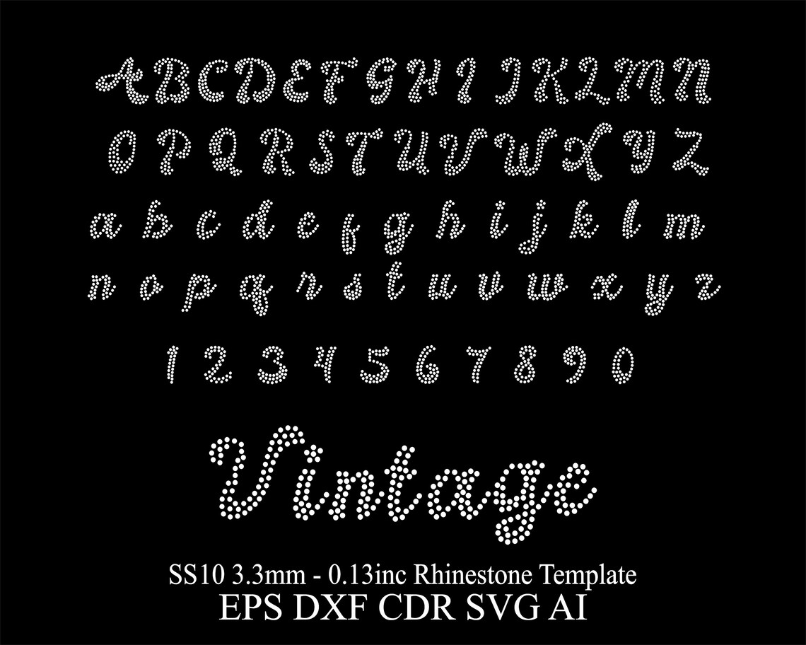 Rhinestone Font Template Rhinestone Font SS10 Rhinestone Alphabet ...