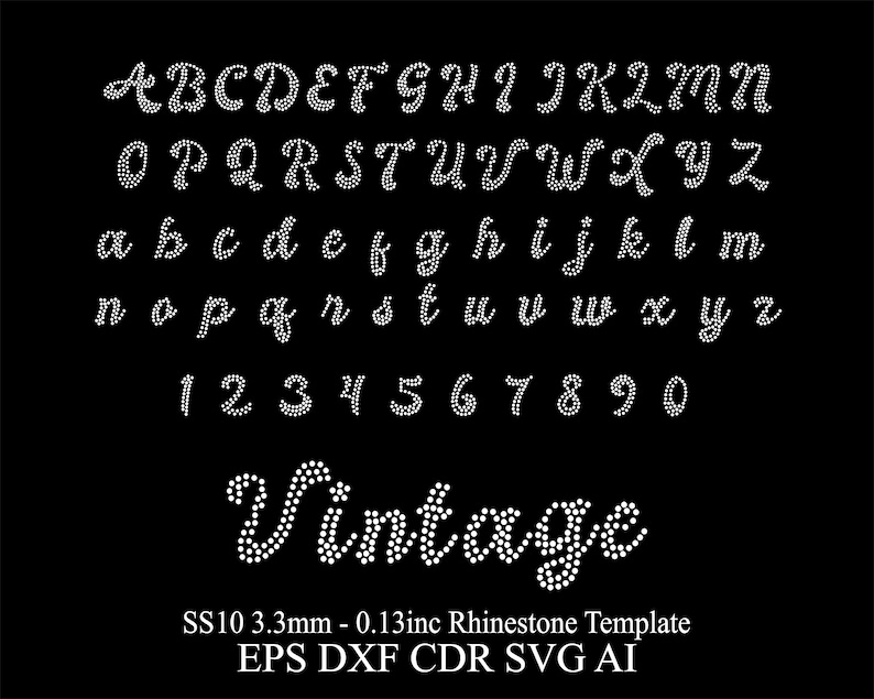 Rhinestone Font Template Rhinestone Font SS10 Rhinestone Alphabet ...