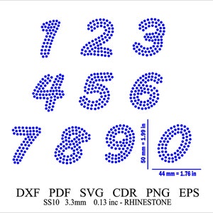 Rhinestone Template SVG Rhinestone Number Design SS10 Rhinestone Number ...