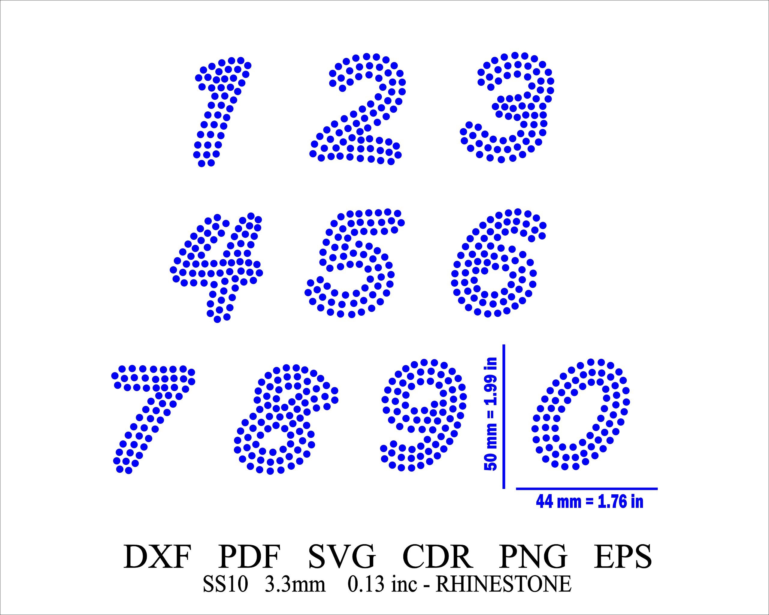 Rhinestone Number Template Rhinestone Number Design SS10 Rhinestone ...