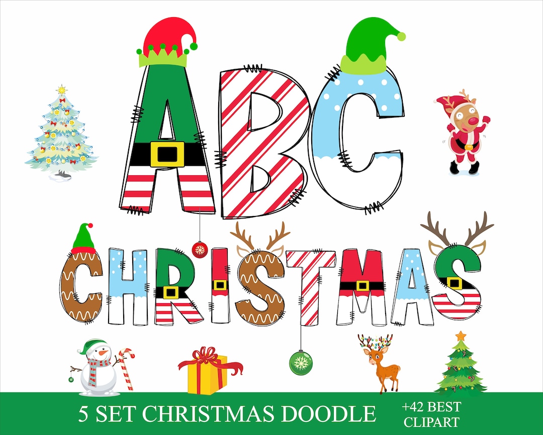 Christmas Doodle Font Alphabet Merry Christmas Doodle PNG Font ...