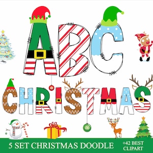 Christmas Doodle Font Alphabet Merry Christmas Doodle PNG Font ...