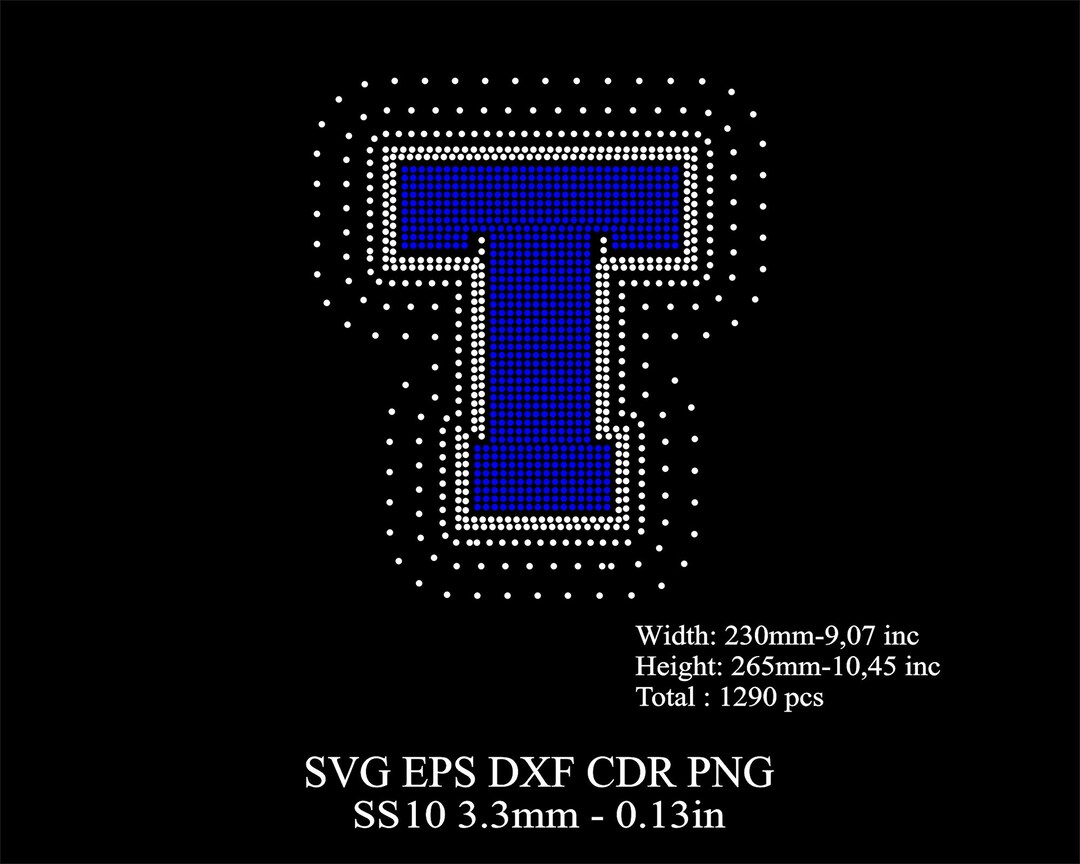 Rhinestone Letters Template SS10 Rhinestone Big T Letters Template ...