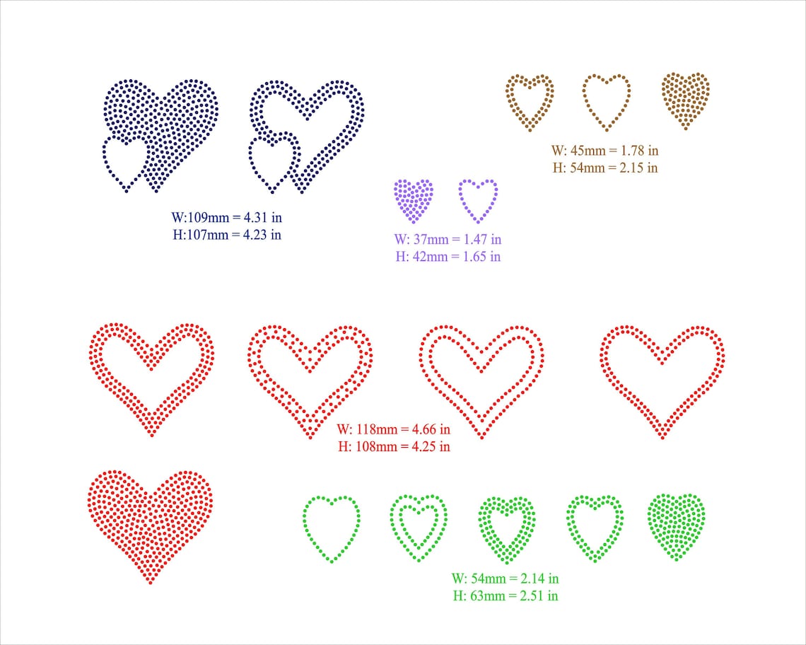 Rhinestone Heart Template Rhinestone SS10 17 Piece Heart Design ...