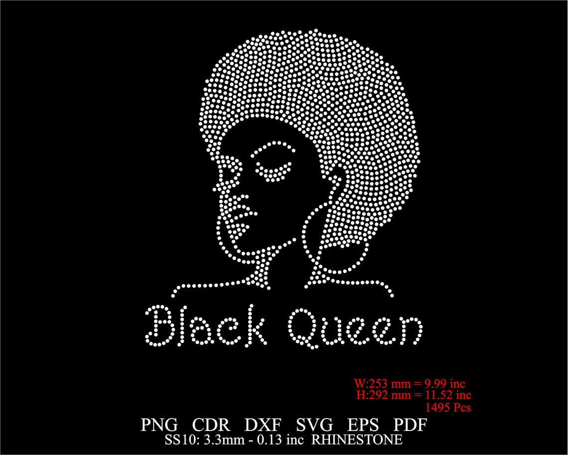 Rhinestone Afro Girl Template SS10 Black Woman Rhinestone Design Svg ...