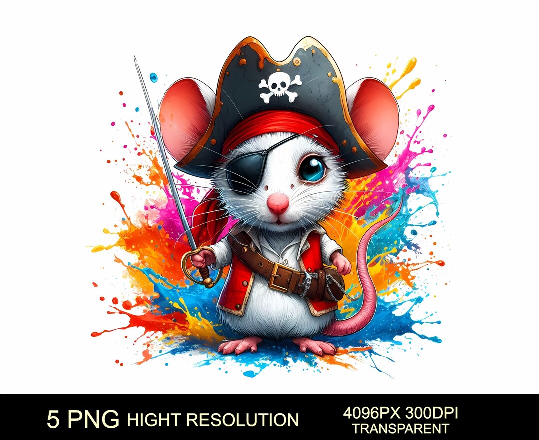 5 Png Pirate Mouse High Quality Sublimation Printing Digital Download T ...