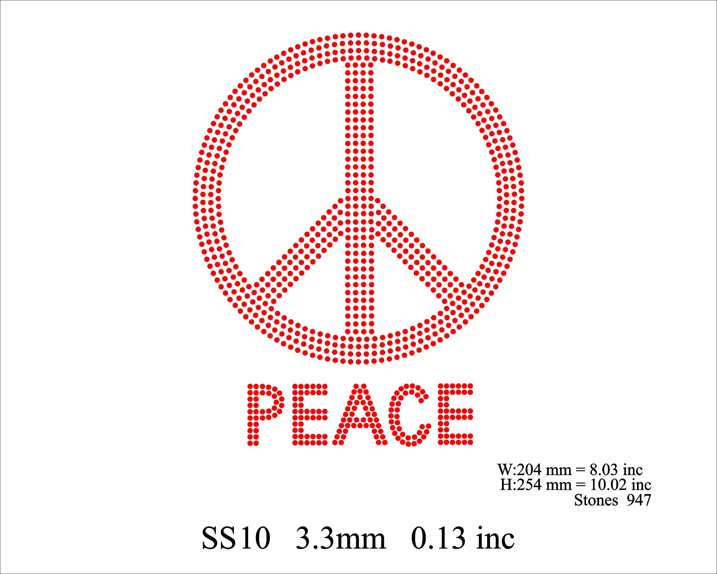 Rhinestone Peace Template SS10 Rhinestone Peace Design Svg Rhinestone ...