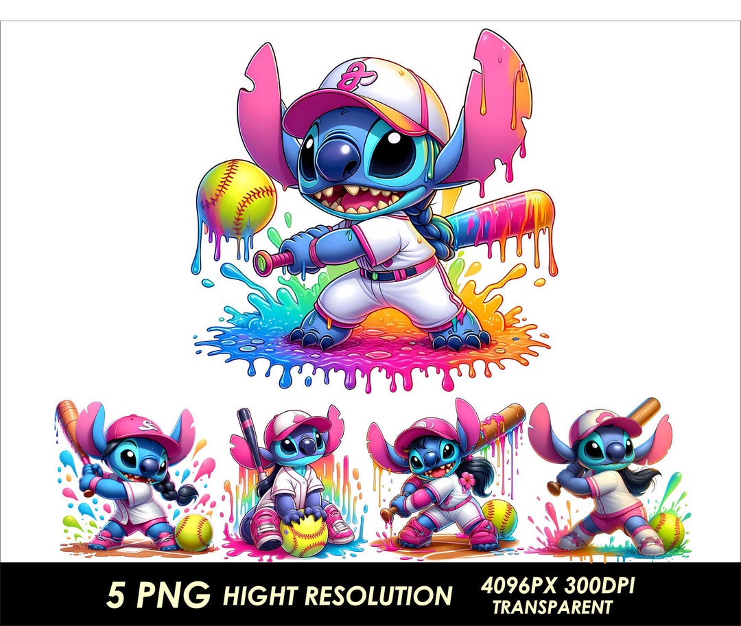 Softball 5 PNG Girl Stitch Softball Design Stitch Png Bundle Stitch ...