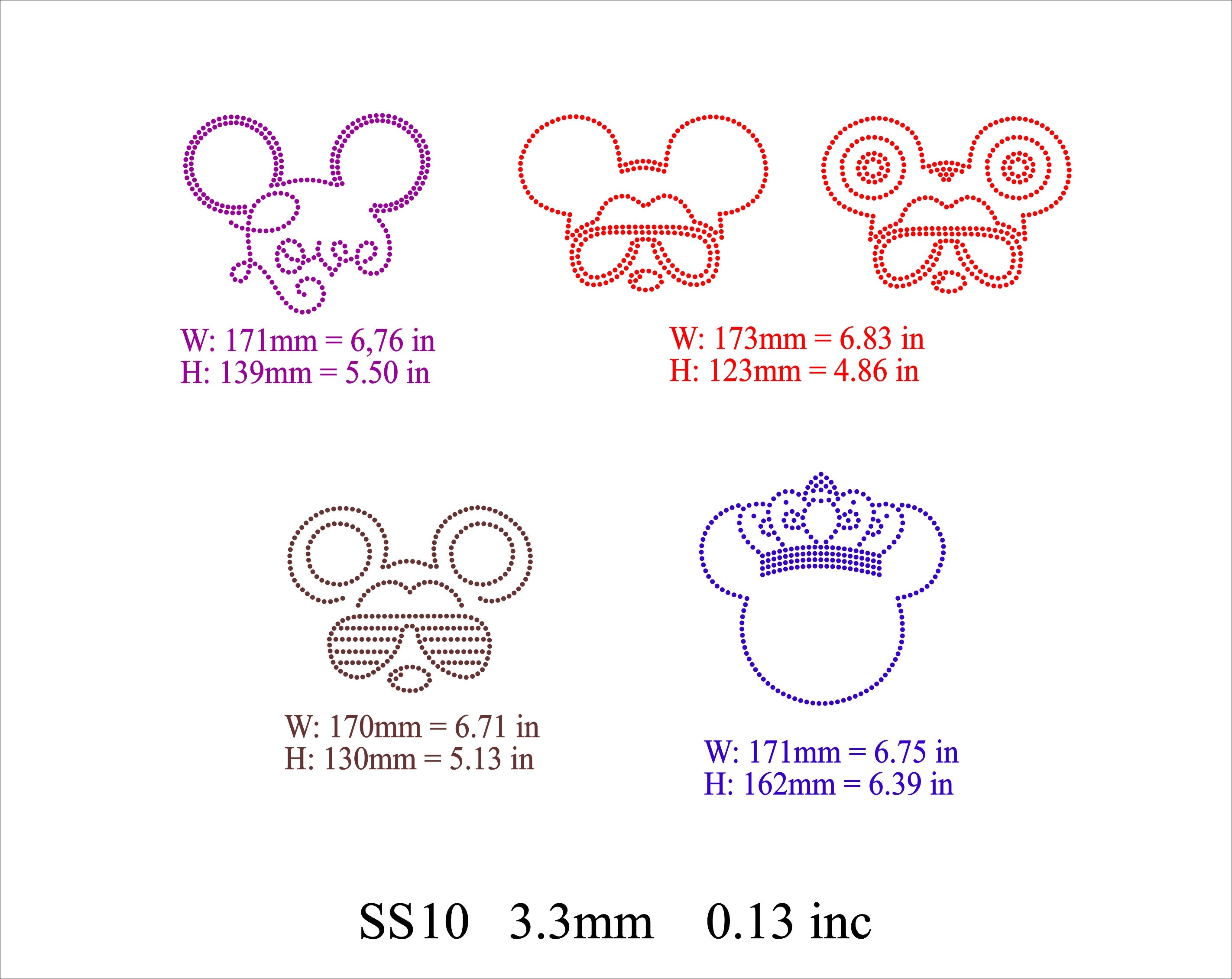 Rhinestone Mickey Template Rhinestone SS10 Mouse Template Rhinestone ...