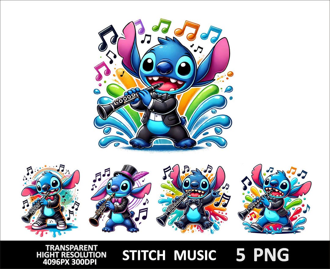 5 PNG Stitch Music Bundle Design Png Transparent Png Musician Stitch ...