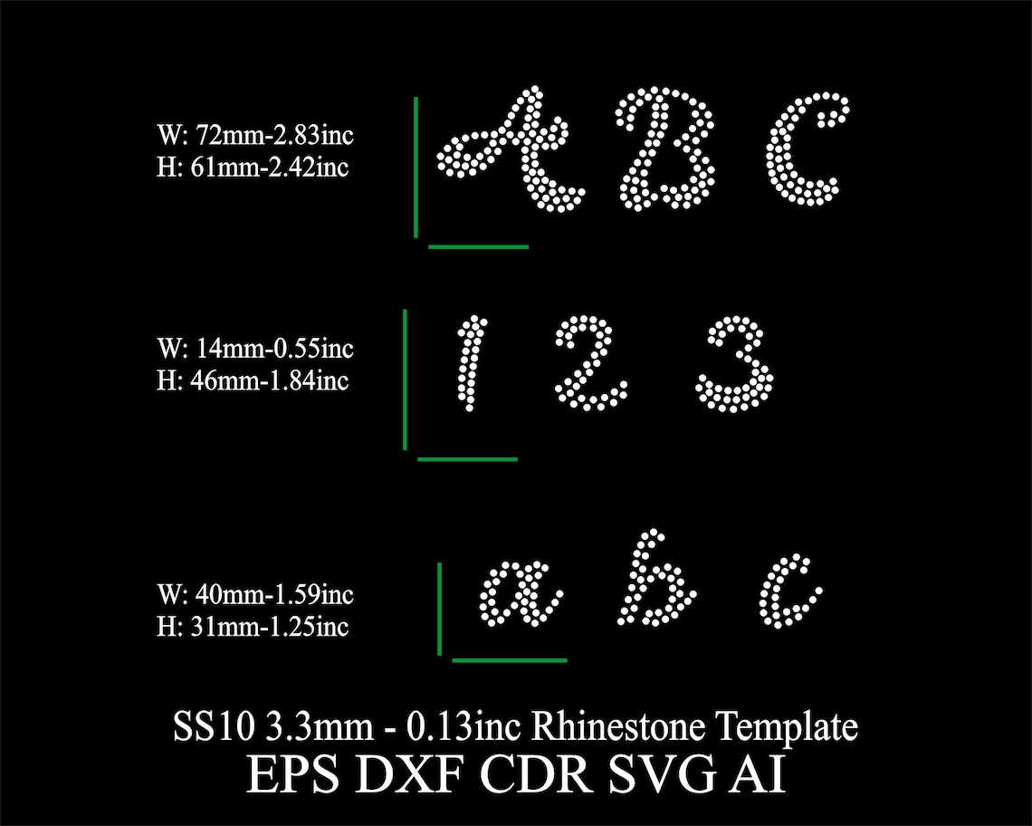 Rhinestone Font Template Rhinestone Font SS10 Rhinestone Alphabet ...