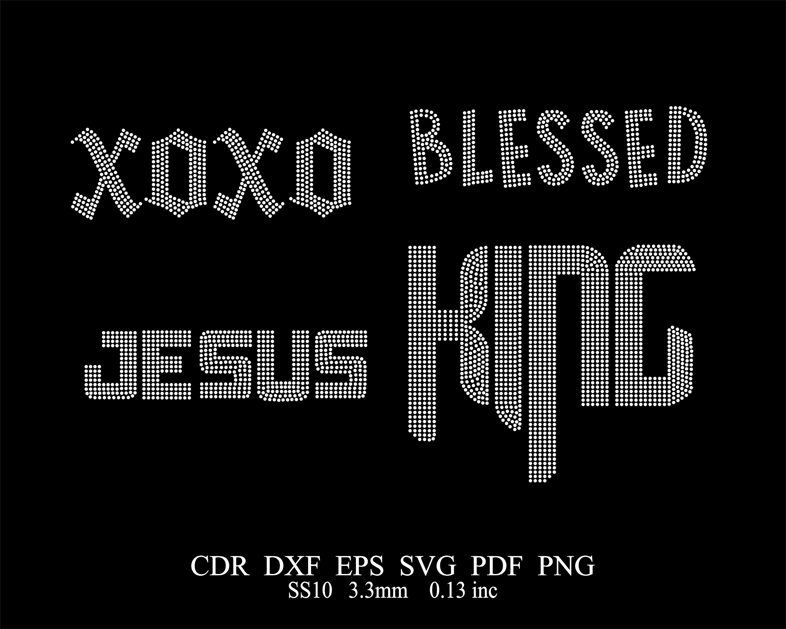 Rhinestone Blessed Template SVG Rhinestone Xoxo Design Svg Dxf Png ...