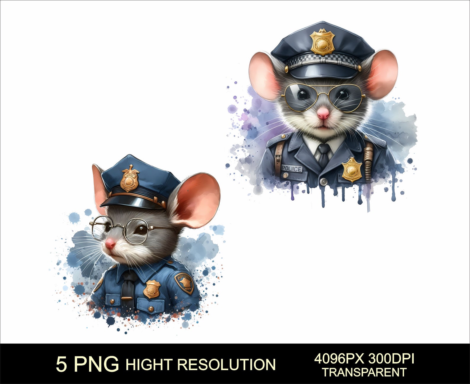 5 Png Police Mouse High Quality Sublimation Printing Digital Download T ...