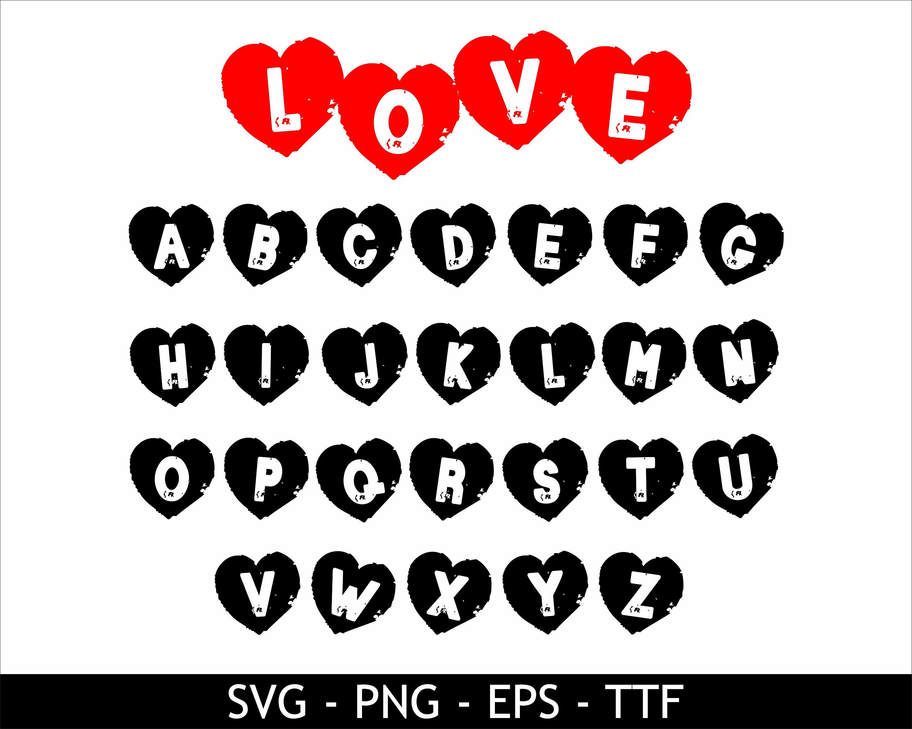 Love Font Svg Love Alphabet Valentine Alphabet Valentine's Day Alphabet ...