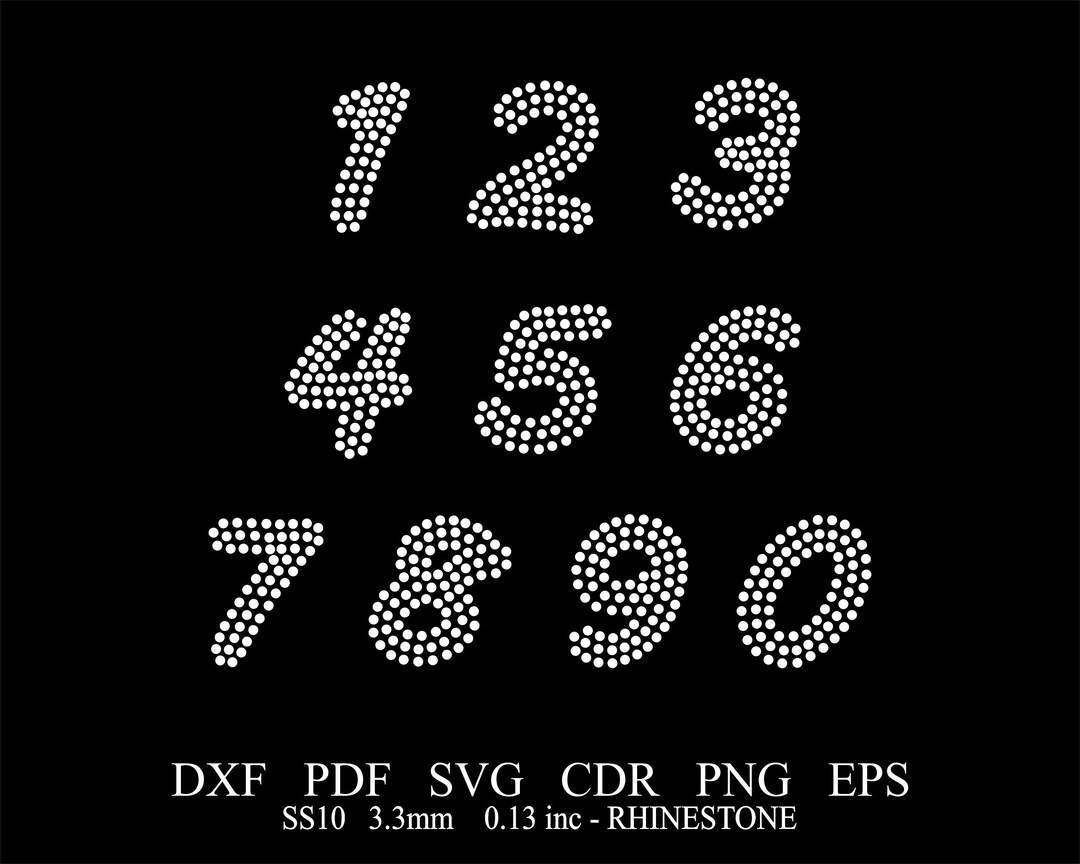 Rhinestone Template SVG Rhinestone Number Design SS10 Rhinestone Number ...
