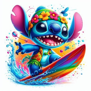22 PNG Stitch Surf Bundle Design Png Sublimation Transparent Png Stitch ...