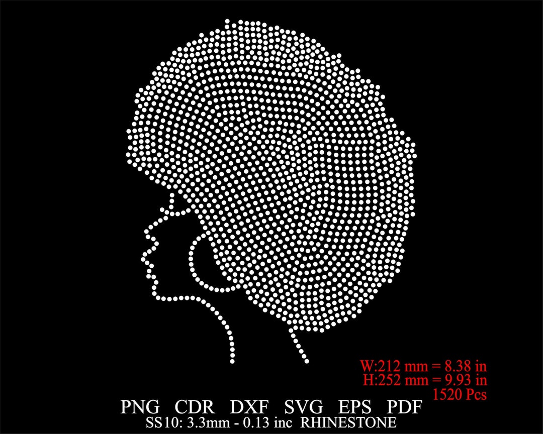 Rhinestone Afro Girl Template SS10 Svg Rhinestone Afro African Woman ...