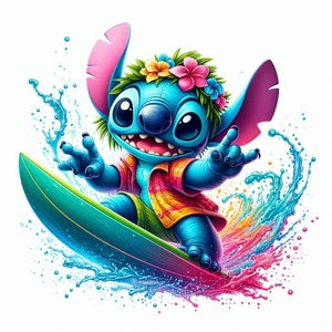 22 PNG Stitch Surf Bundle Design Png Sublimation Transparent Png Stitch ...