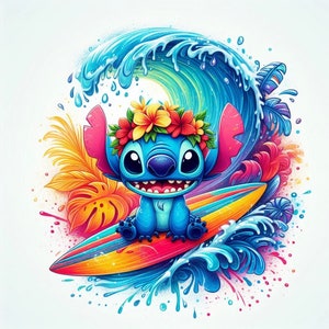 22 PNG Stitch Surf Bundle Design Png Sublimation Transparent Png Stitch ...