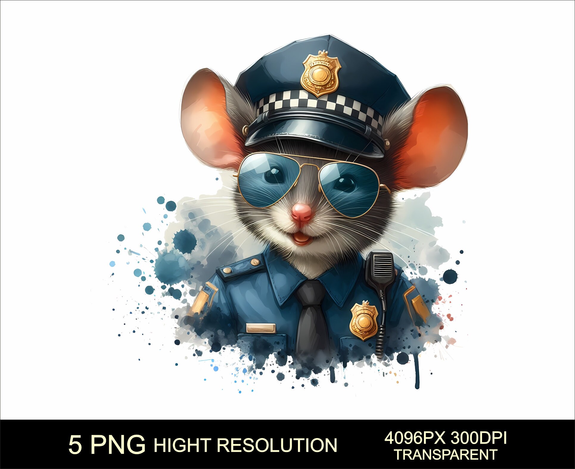 5 Png Police Mouse High Quality Sublimation Printing Digital Download T ...