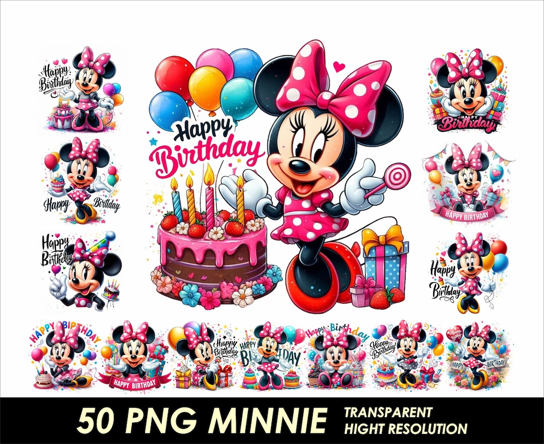 Bundle 50 PNG Birthday Minnie Design Png Transparent Png Minnie Clipart ...
