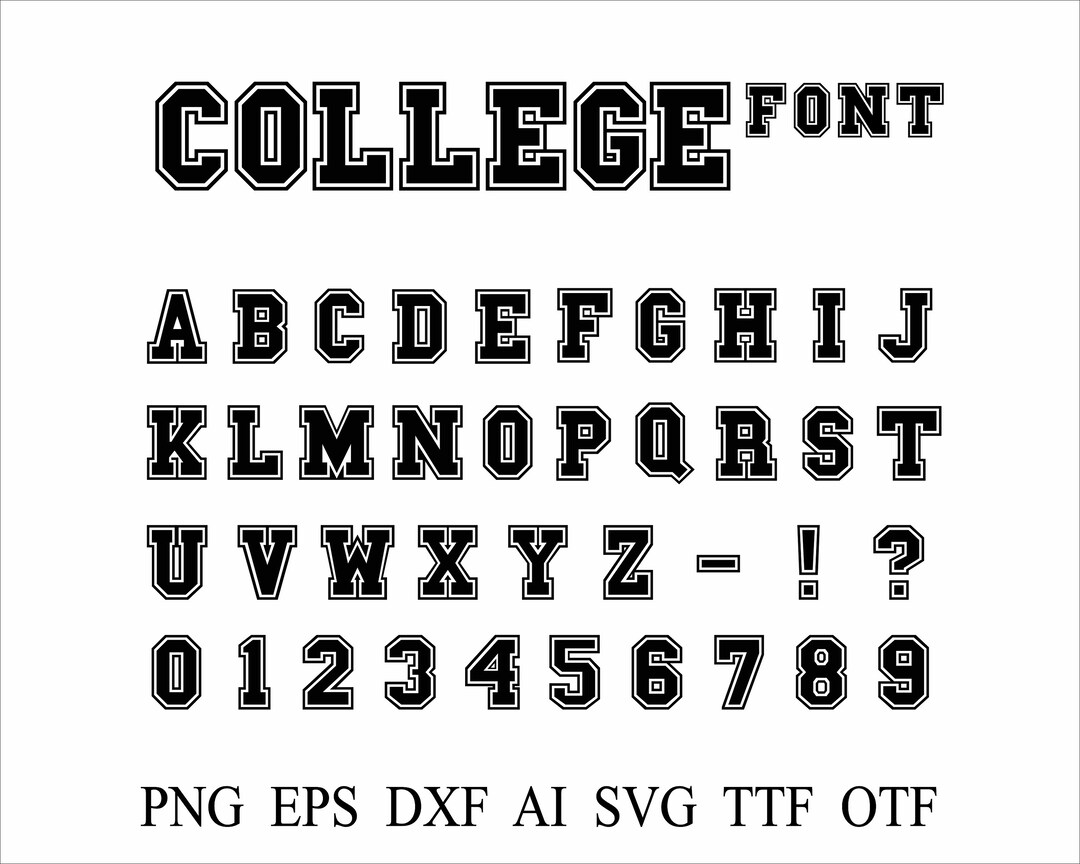College Font Svg College Alphabet Font Letters Svg Png College Font ...