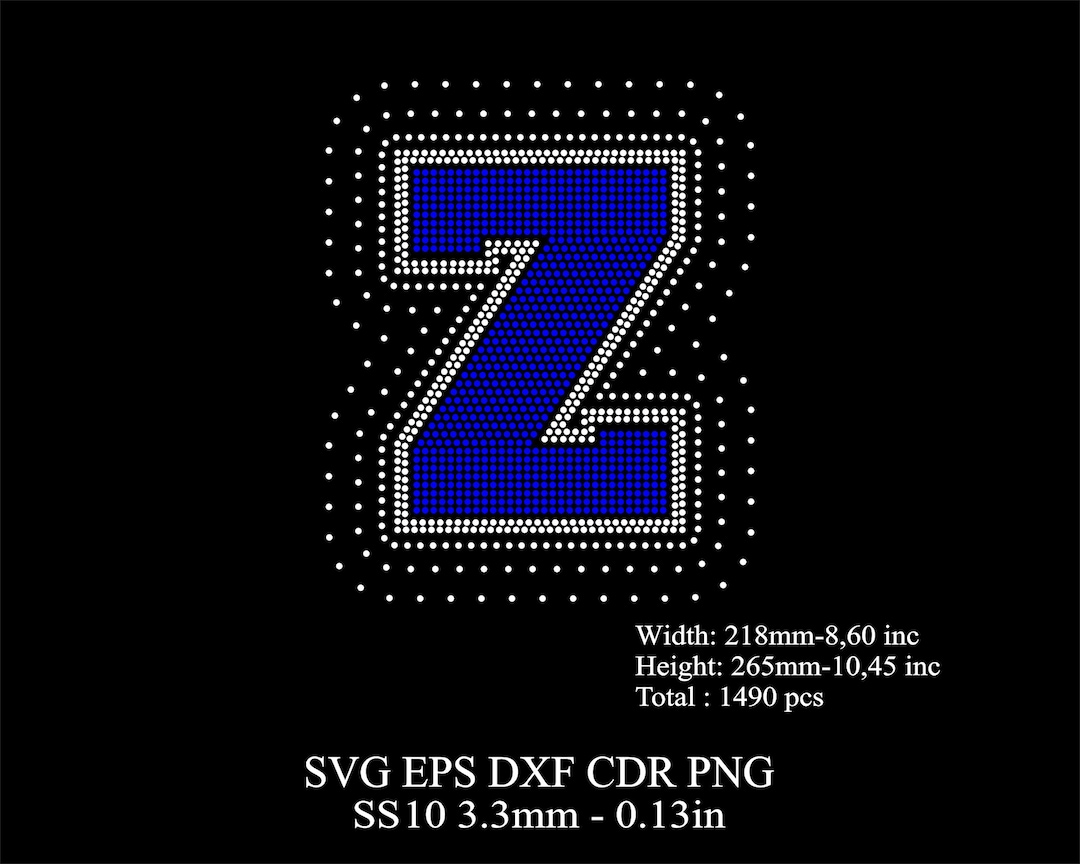 Rhinestone Letters Template SS10 Rhinestone Big Z Letters Template ...