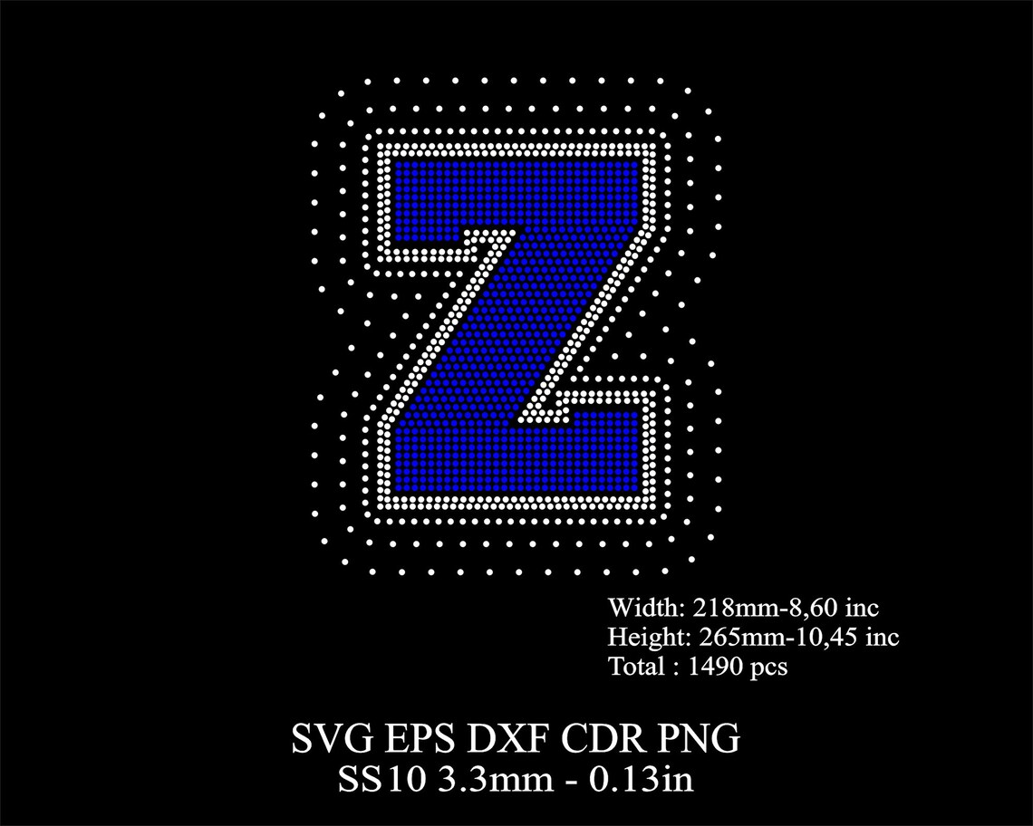 Rhinestone Letters Template SS10 Rhinestone Big Z Letters Template ...