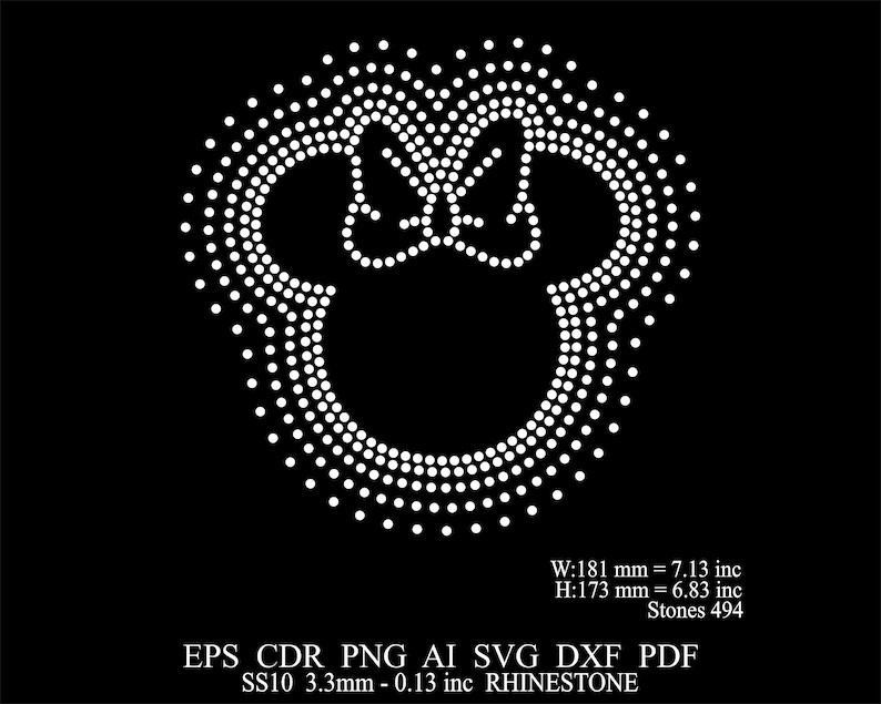 Rhinestone Mouse Face Template Rhinestone SS10 Mouse Template ...