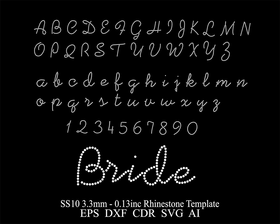 Rhinestone Font Template Rhinestone Font SS10 Rhinestone Alphabet Bride ...