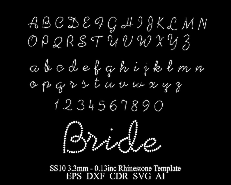 Rhinestone Font Template Rhinestone Font SS10 Rhinestone Alphabet Bride ...