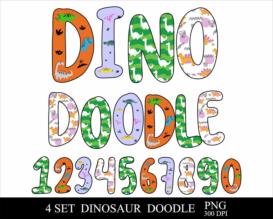 Dinosaur Doodle Font Png Letters Dinosaur Doodle Alphabet Png Dinosaur ...