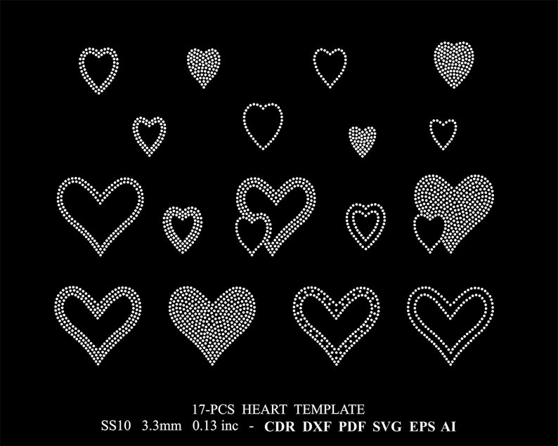 Rhinestone Heart Template Rhinestone SS10 17 Piece Heart Design ...