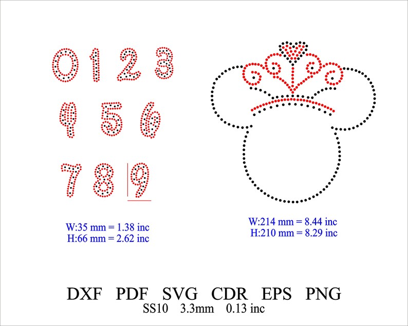 Rhinestone Mickey Template SVG Rhinestone SS10 Mouse Template ...