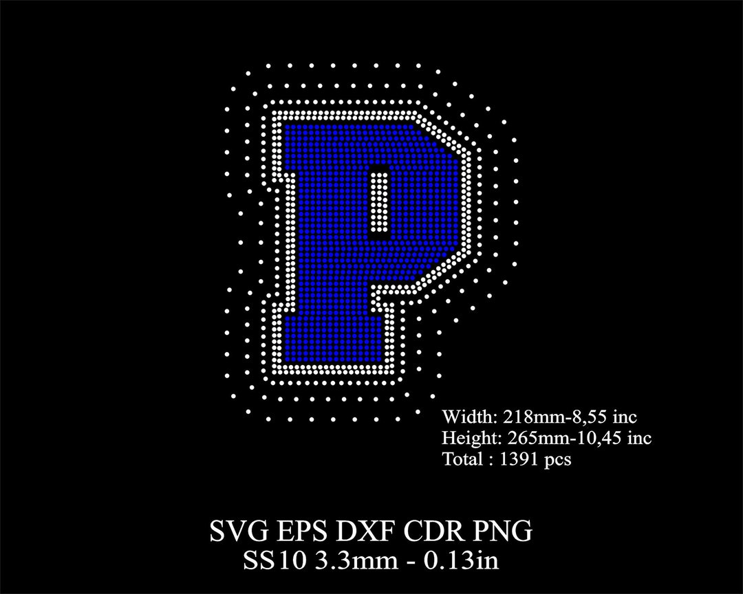 Rhinestone Letters Template SS10 Rhinestone Big P Letters Template ...