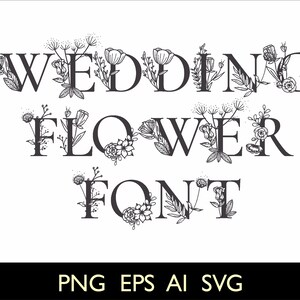 Wedding Floral Alphabet SVG Floral Alphabet Collection Clipart Wedding ...