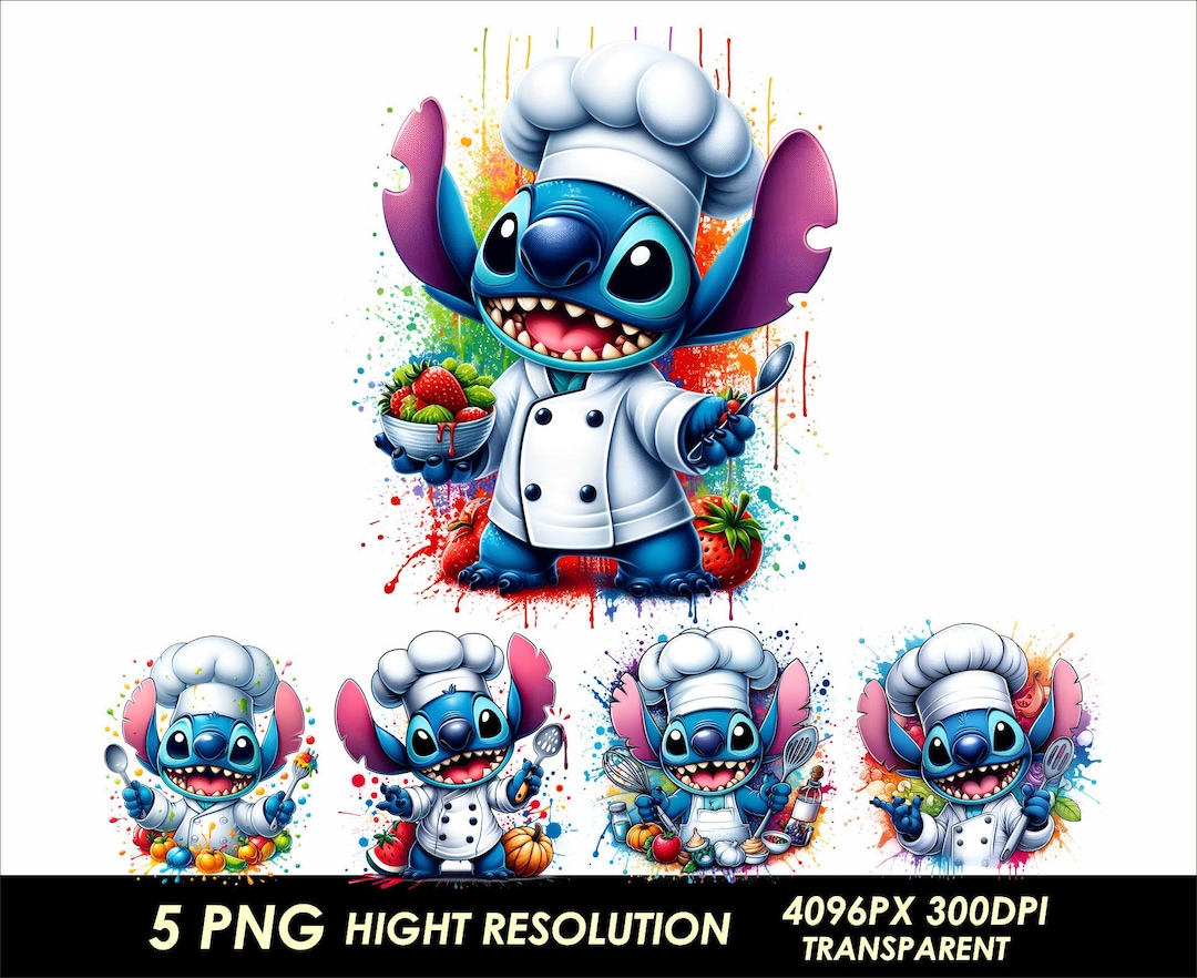 5 PNG Chef Stitch Bundle Design Transparent Stitch Clipart Chef Stitch ...