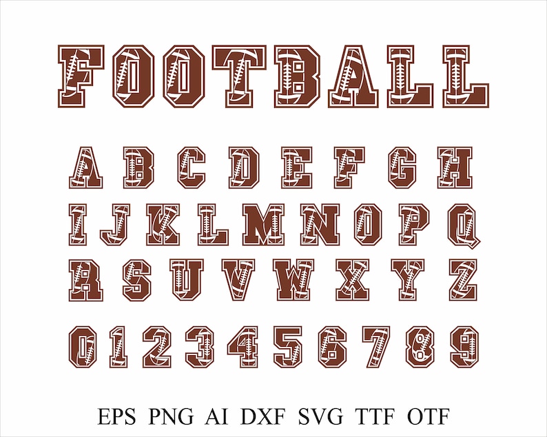Football Font Svg Football Alphabet Numbers Svg Png American Football ...