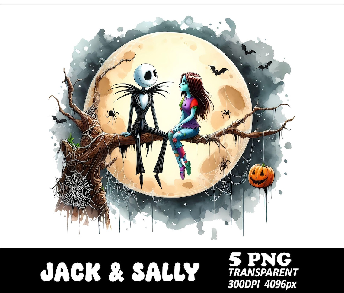 5 PNG Jack and Sally Design PNG File for Sublimation Transparent Png ...