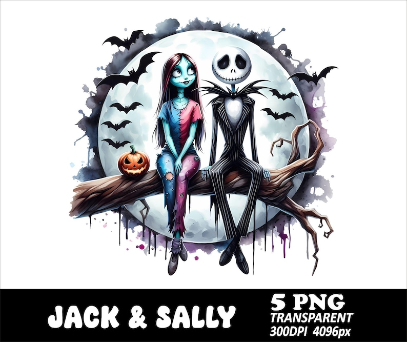 5 PNG Jack and Sally Design PNG File for Sublimation Transparent Png ...