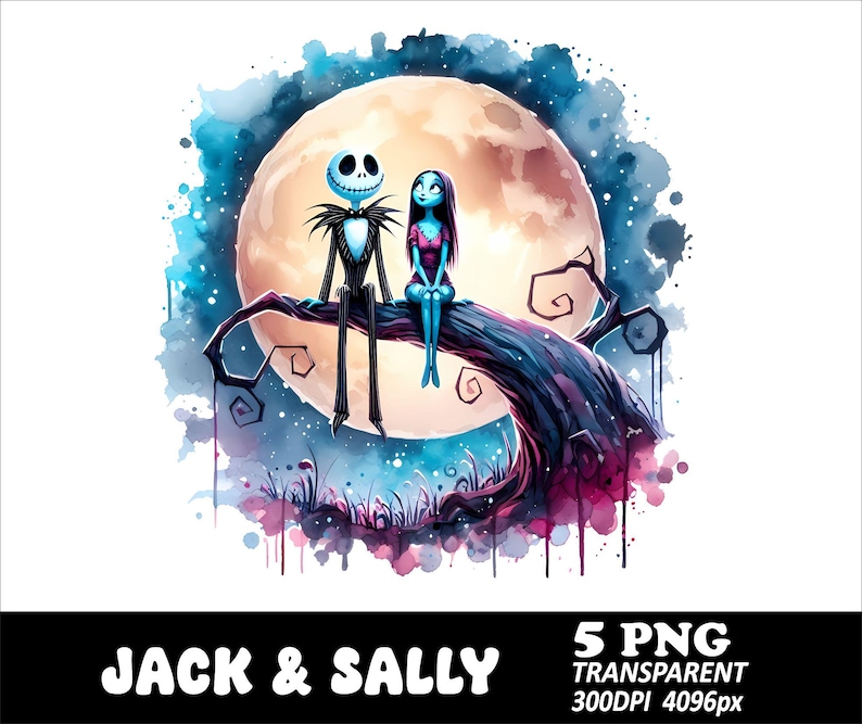 5 PNG Jack and Sally Design PNG File for Sublimation Transparent Png ...